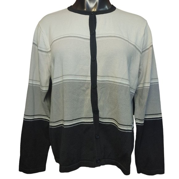 croft & barrow | Sweaters | Croft Barrow Womens Blackwhite Striped Long ...
